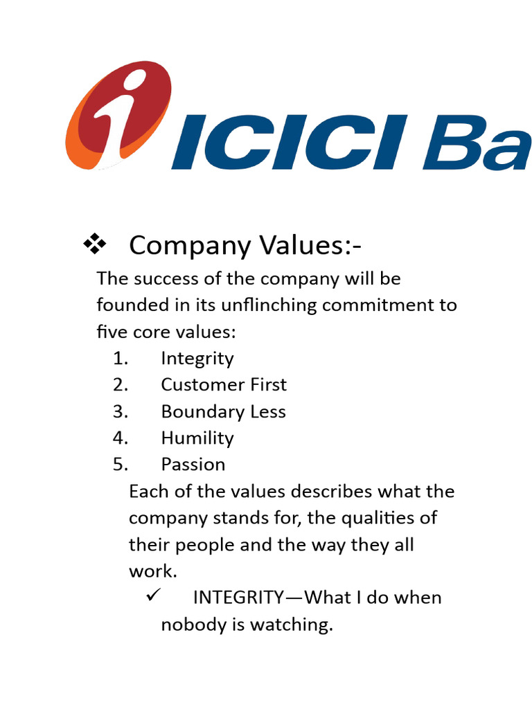 ICICI Bank: Core Values and Services | PDF | Banks | Credit Card