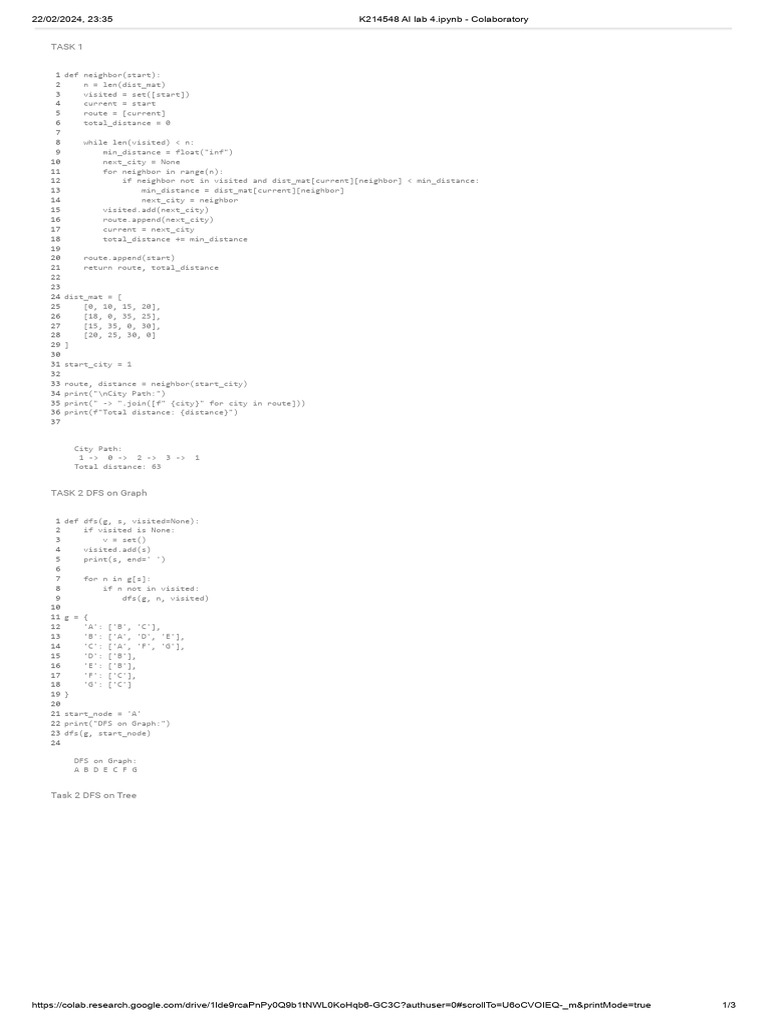 K214548 AI Lab 4.ipynb - Colaboratory | PDF | Algorithms And Data Structures | Computational ...