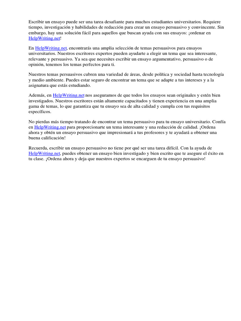 Temas Persuasivos para Ensayos Universitarios | PDF | Ensayos ...
