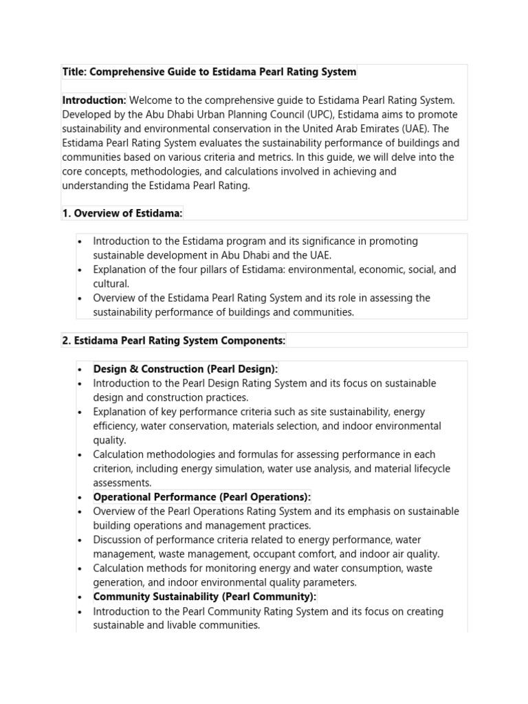 Comprehensive Guide to Estidama Pearl Rating System | PDF | Efficient ...