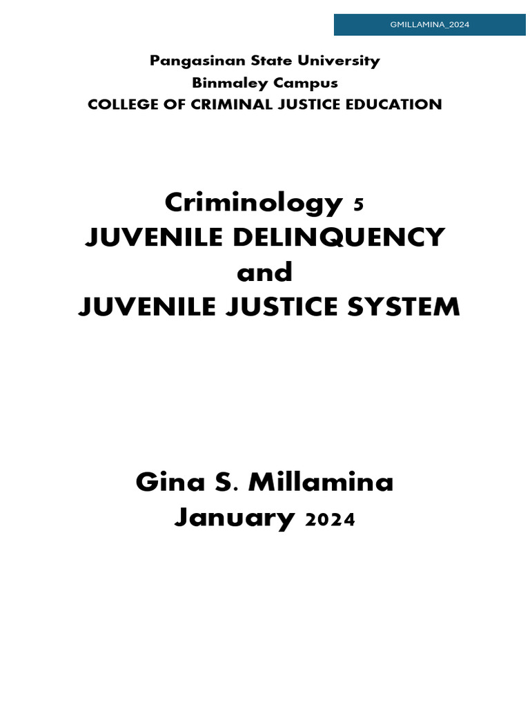 Module 2 & 3 On Criminology 5 Juvenile Delinquency & Juvenile Justice System | PDF | Juvenile ...