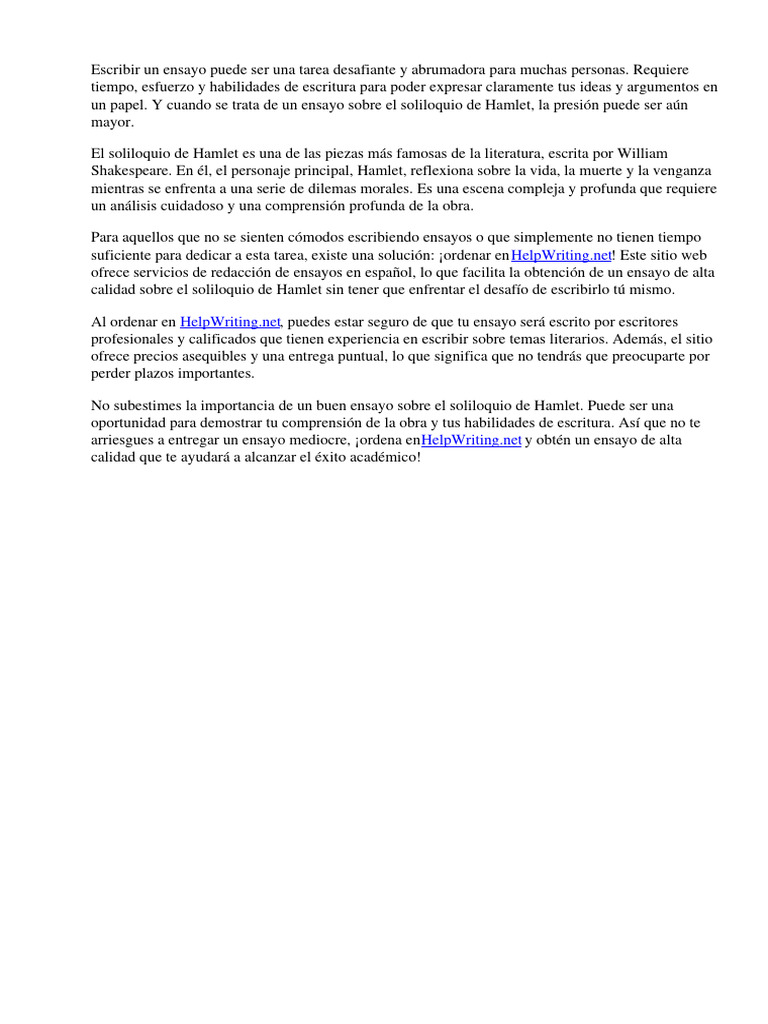 Ensayo de Soliloquio de Hamlet | PDF | Hamlet