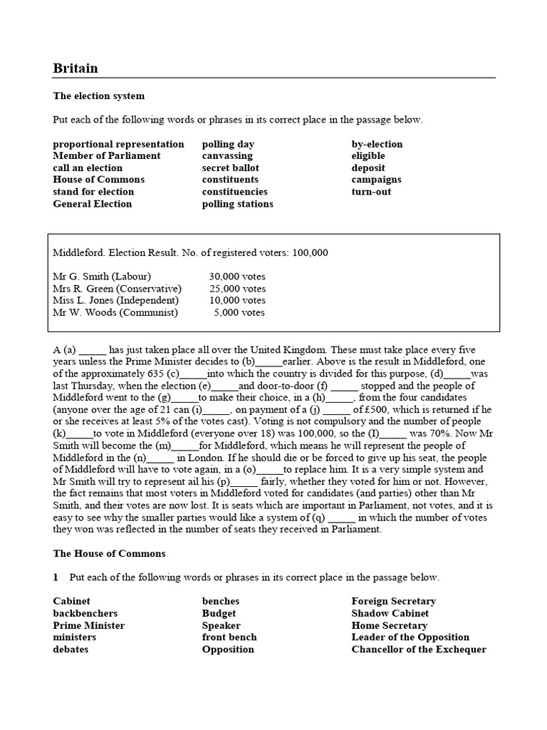 Understanding Britain's Election System | PDF | House Of Commons Of The ...