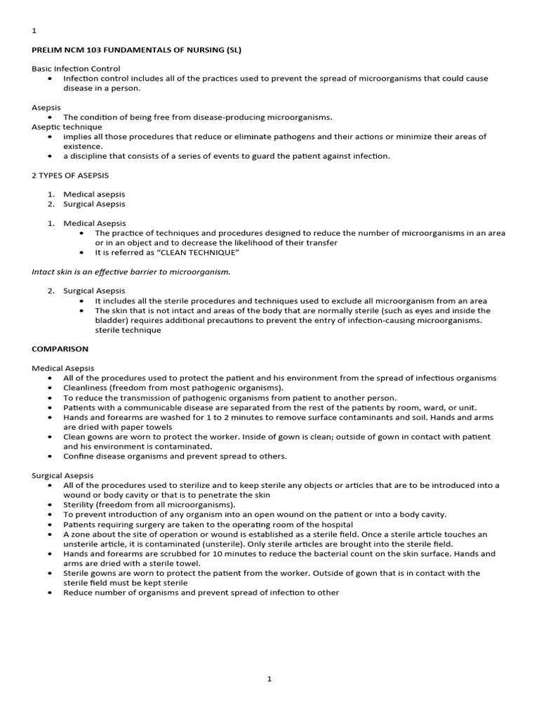 PRELIM NCM 103 FUNDA OF NURSING Handouts SLUDD 2023 1 | PDF | Personal ...
