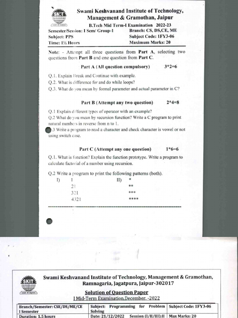 Programming For Problem Solving (CS-DS-CE-ME) | PDF