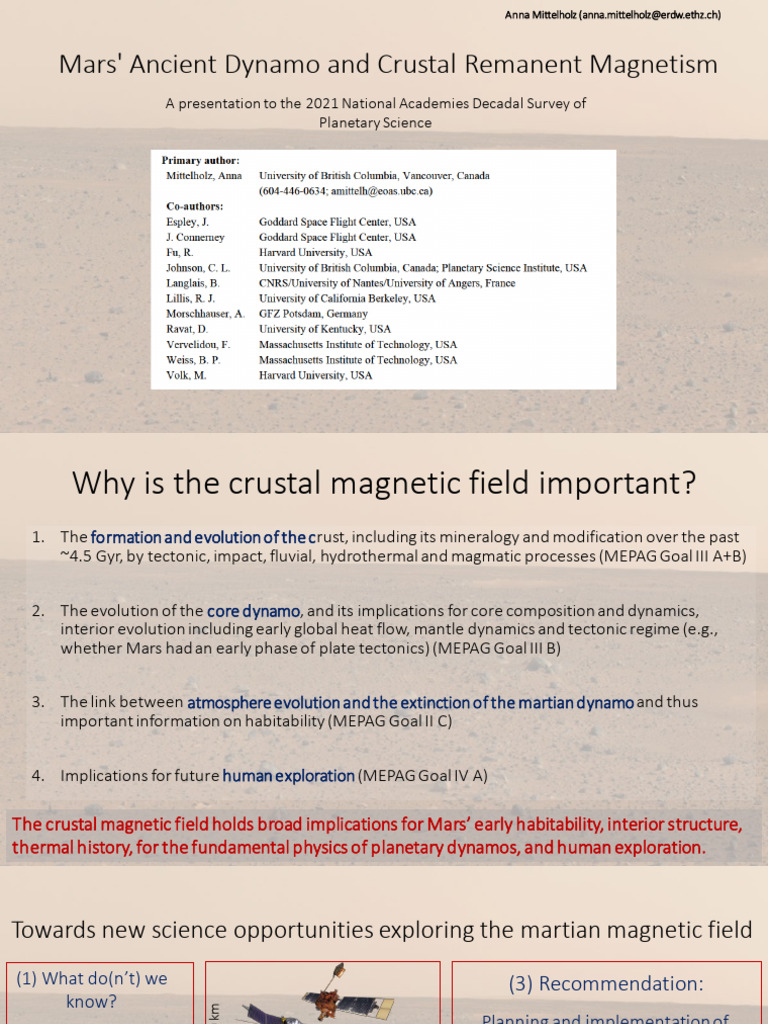 03 - Anna Mittelholz Mars Panel Presentation | PDF | Crust (Geology) | Mars