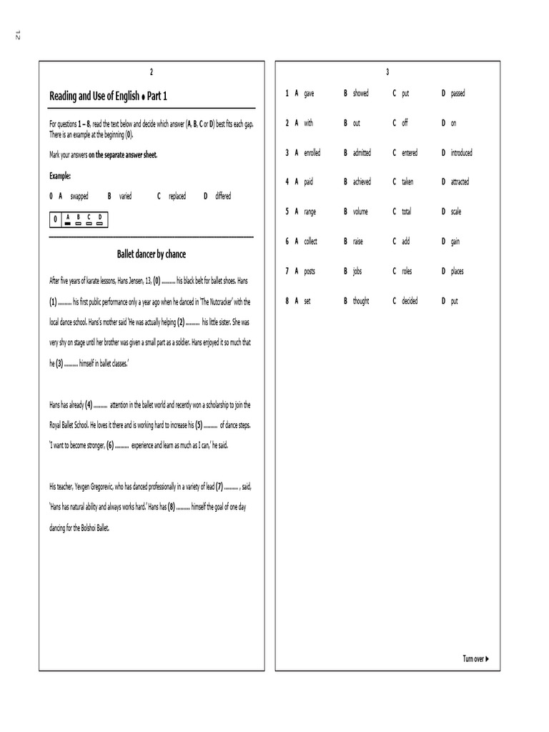 B2 For Schools Libro 3 Reading Test 1 | PDF