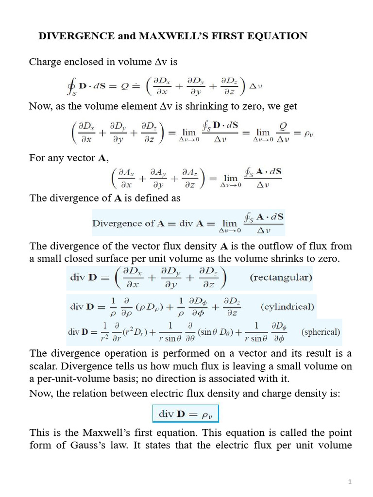 Module 2 Notes 2 | PDF | Divergence | Flux