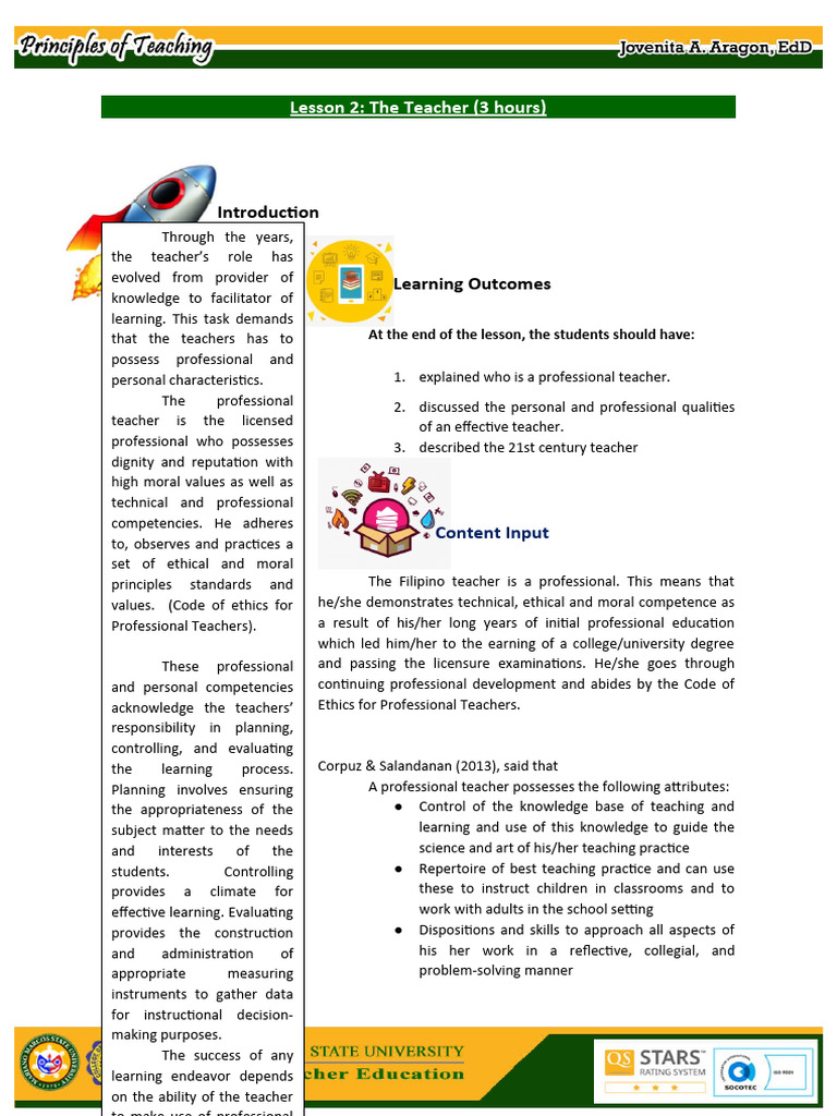 Lesson-II The Teacher | PDF | Learning | Teachers