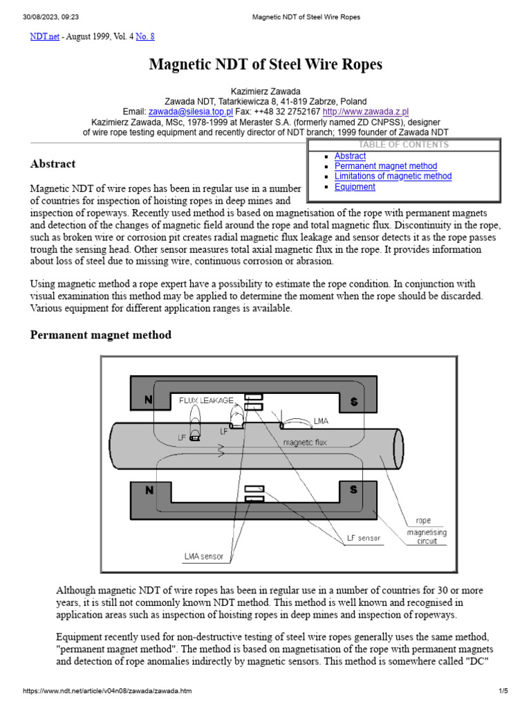 Magnetic NDT of Steel Wire Ropes | Download Free PDF | Computer Data ...