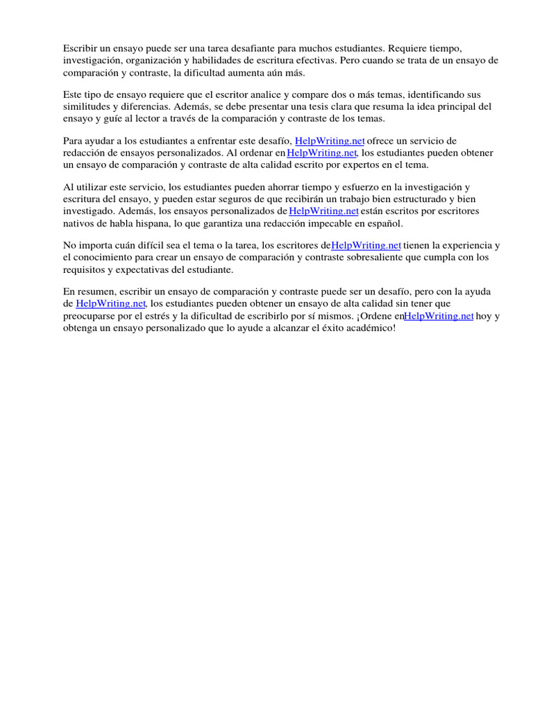 Ejemplo de Tesis para Ensayo de Comparación y Contraste | PDF | Online ...