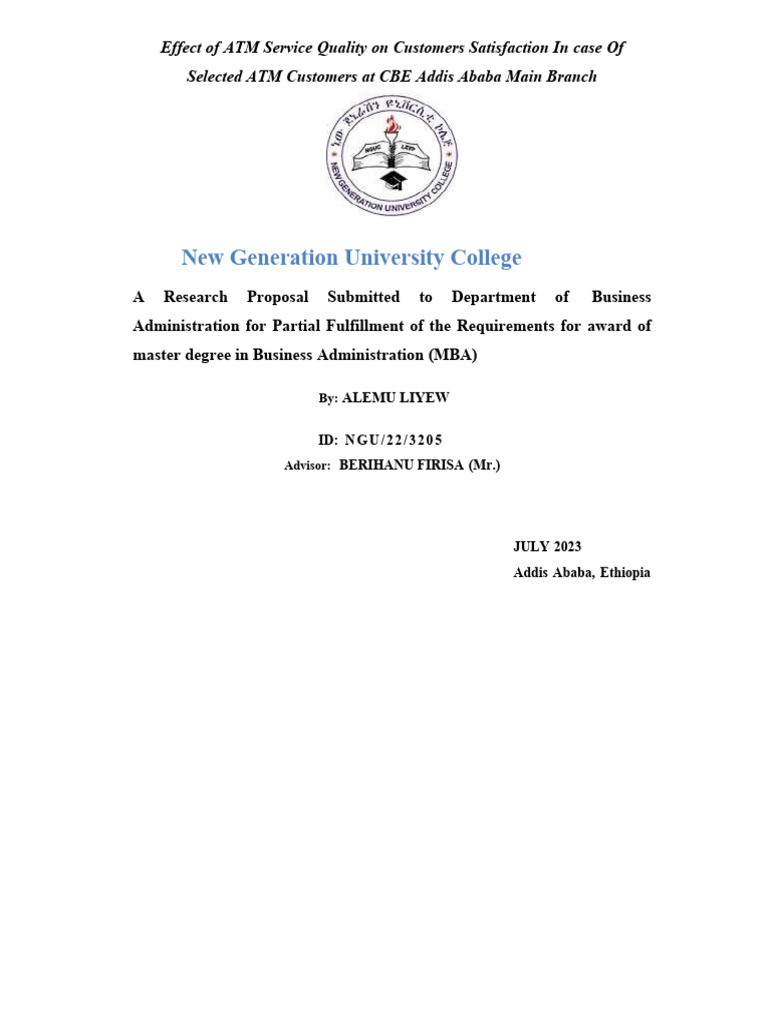 Alemu | PDF | Customer Satisfaction | Automated Teller Machine