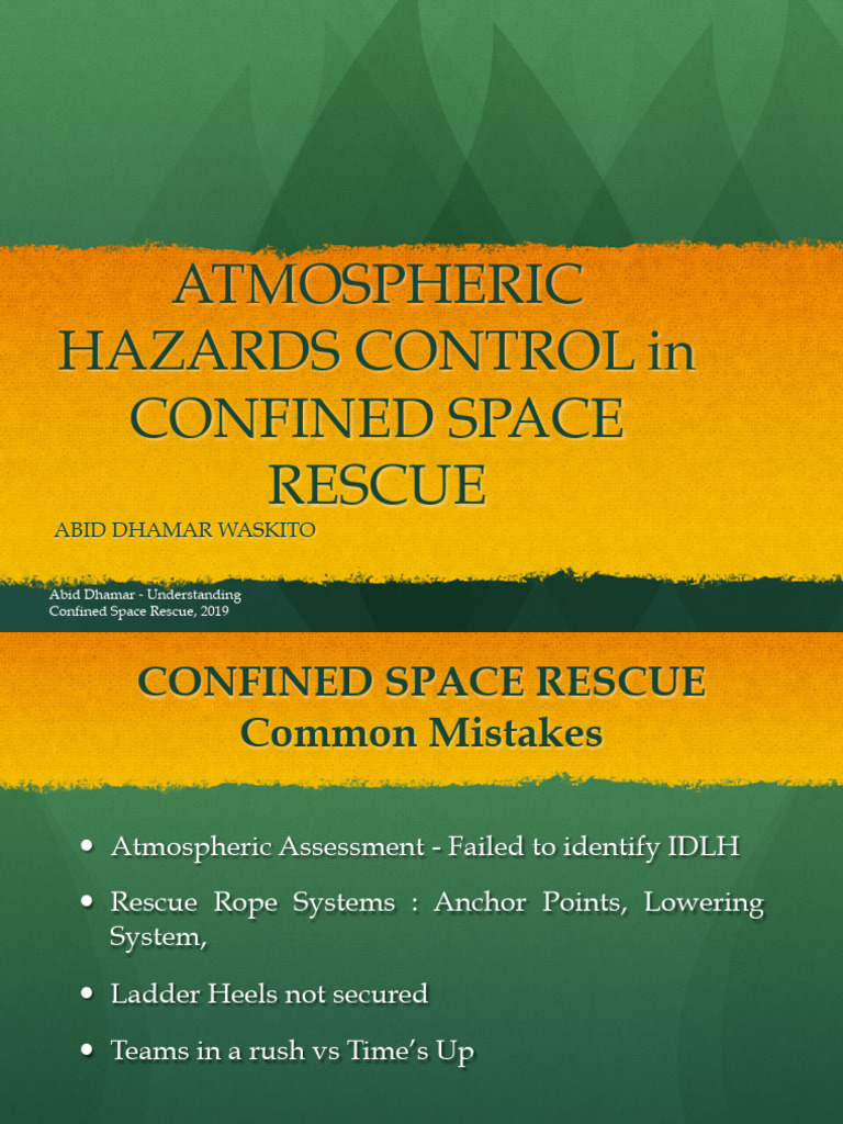 Atmospheric Control in Confined Space Rescue | PDF | Firefighter ...