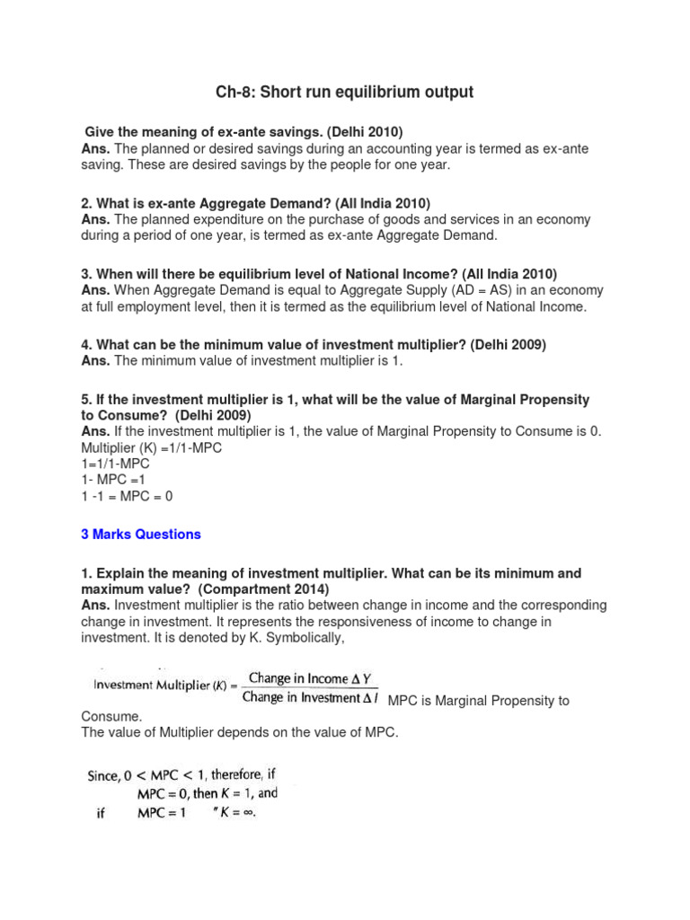 CH 8 Solved Questions Answers | PDF | Fiscal Multiplier | Saving CH 8 Solved Questions Answers | PDF | Fiscal Multiplier | Saving