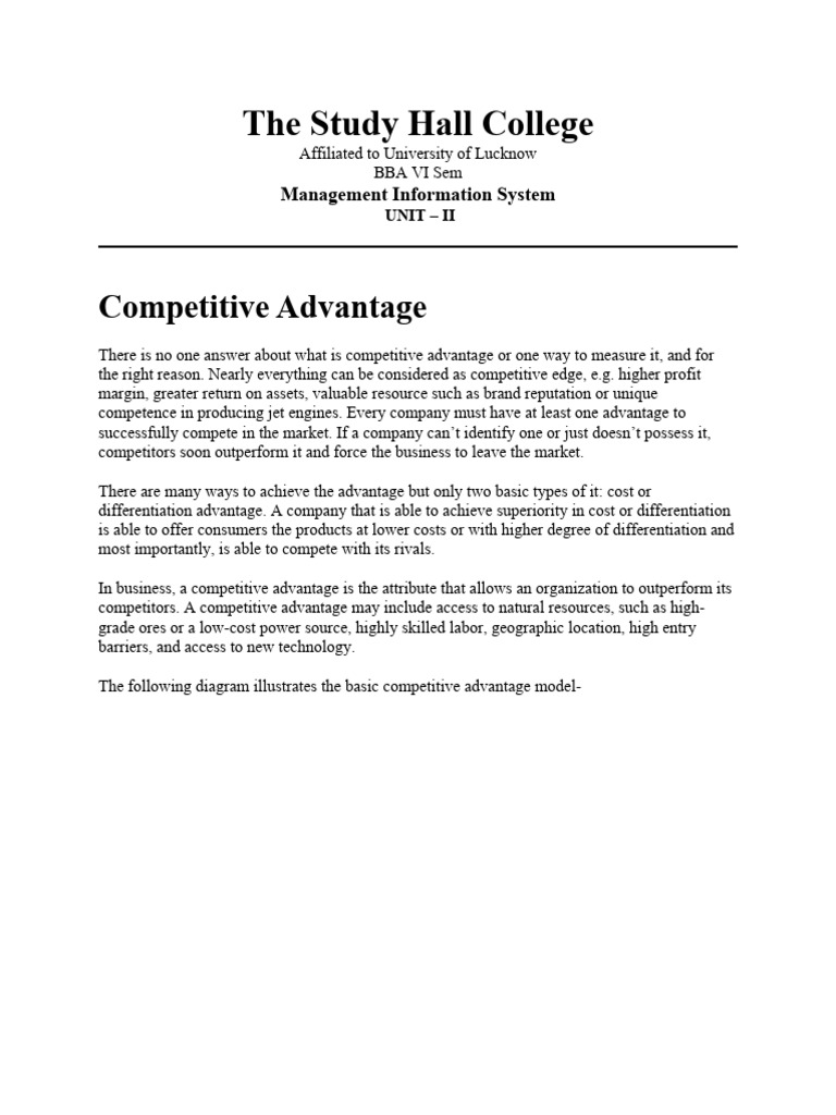 MIS Unit 2 | PDF | Strategic Management | Competitive Advantage