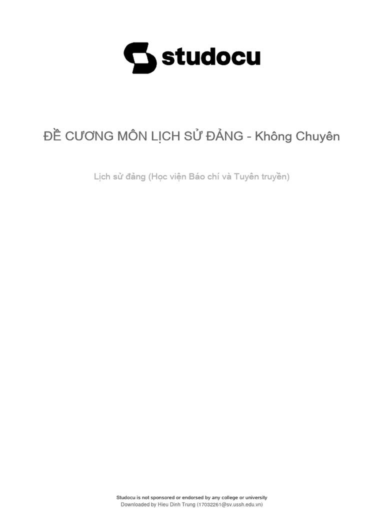 De Cuong Mon Lich Su Dang Khong Chuyen | PDF