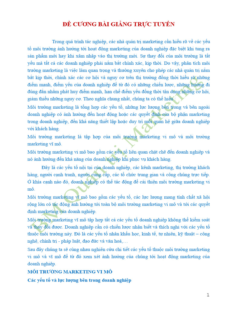 De Cuong Bai Giang Truc Tuyen | PDF