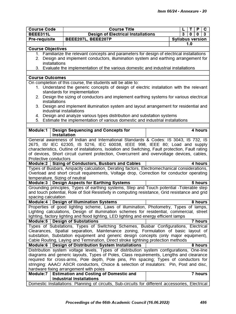 Beee311l Design-Of-electrical-Installations TH 1.0 71 Beee311l 66 Acp | PDF | Electrical Wiring ...