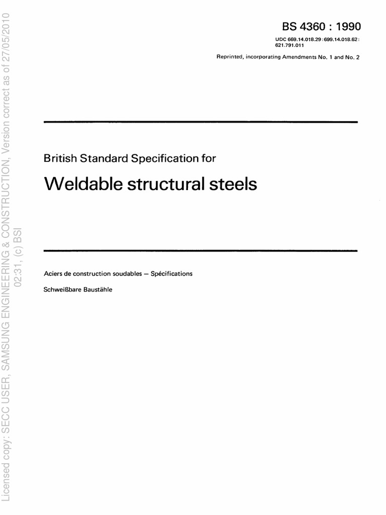 BS 4360-1990 Weldable Structural Steels | PDF