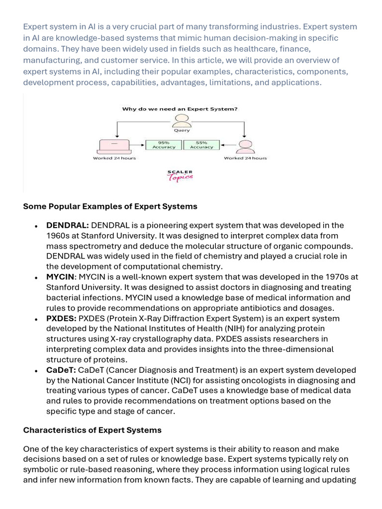 Expert System in AI Is A Very Crucial Part of Many Transforming ...