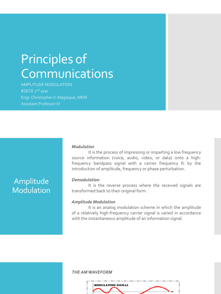 Topic 3 Amplitude Modulation | PDF | Modulation | Amplitude