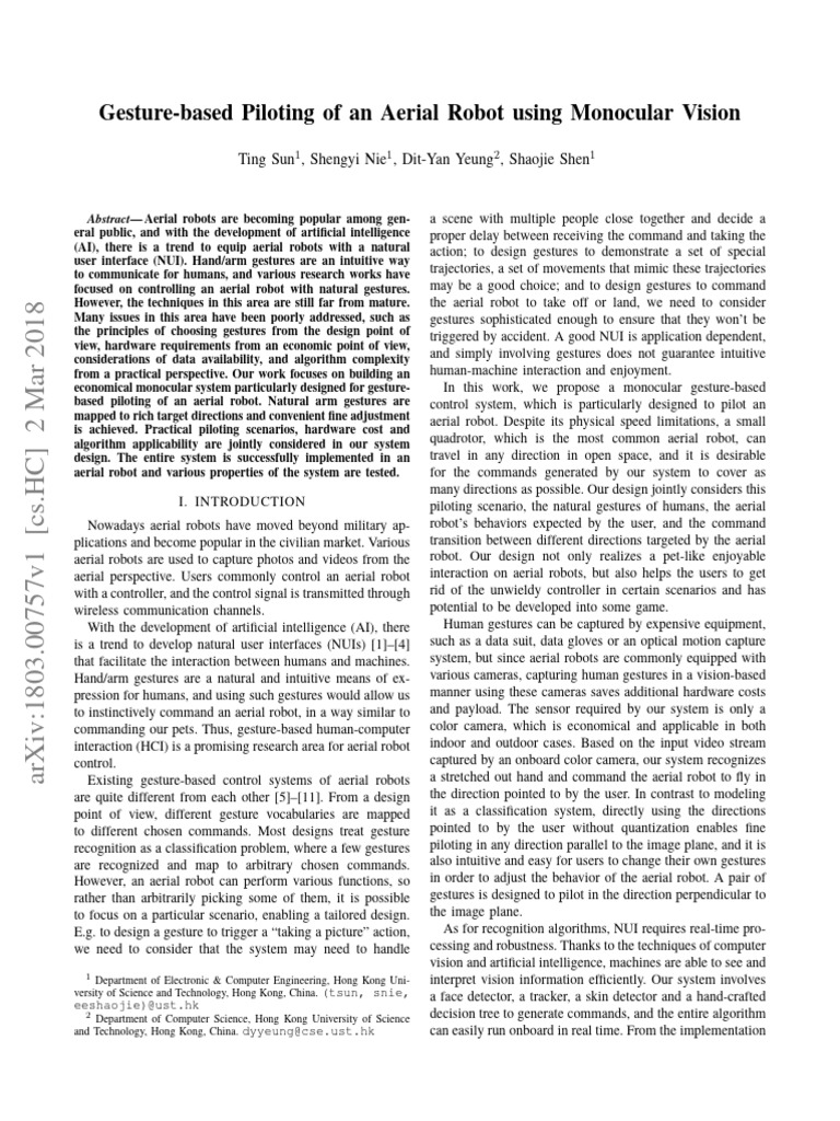 RL Gesture-based Piloting of an Aerial Robot using Monocular Vision ... RL Gesture-based Piloting of an Aerial Robot using Monocular Vision ...