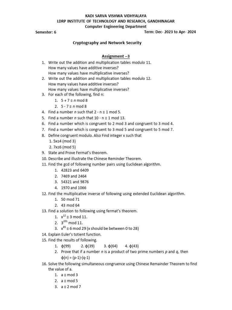 CNS Unit 3 Assignment | PDF