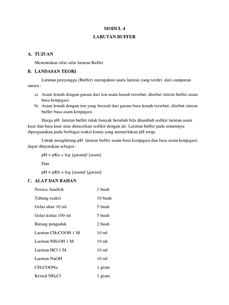 Modul 4 Larutan Buffer | PDF