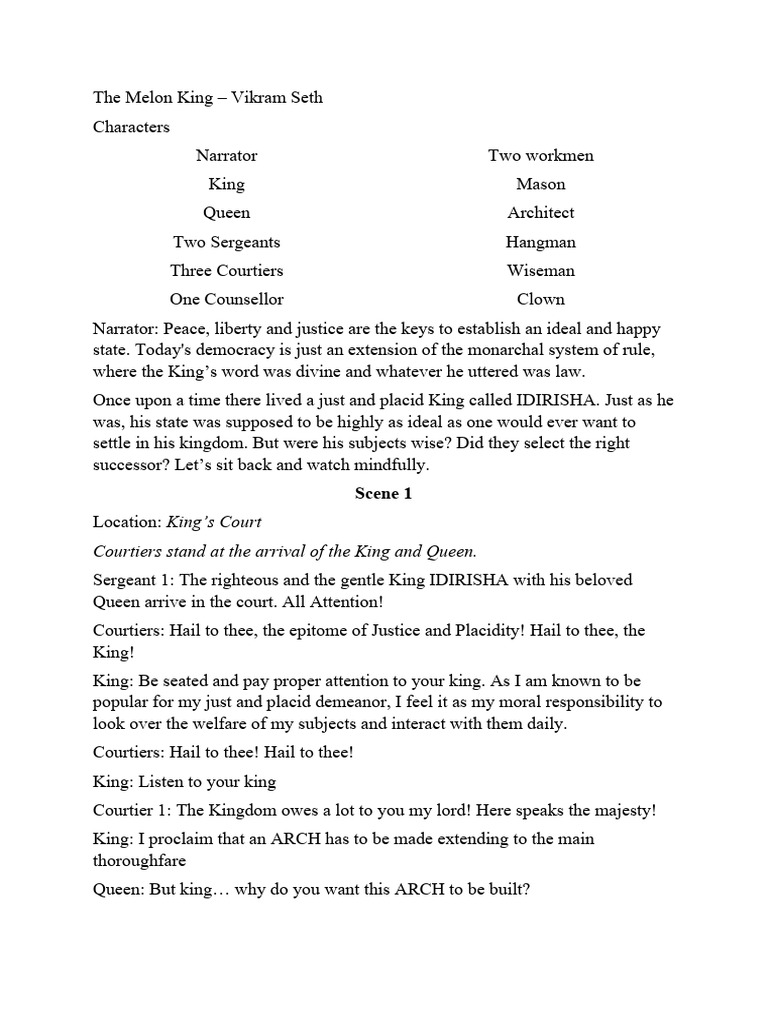 The Melon King - Script 2024 | PDF | Classics