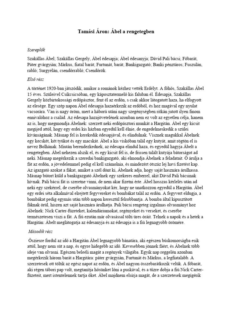Tamási Áron-Ábel A Rengetegben | PDF
