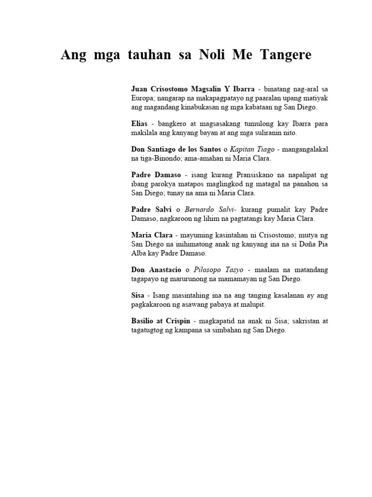 Tauhan Sa Noli Me Tangere | PDF