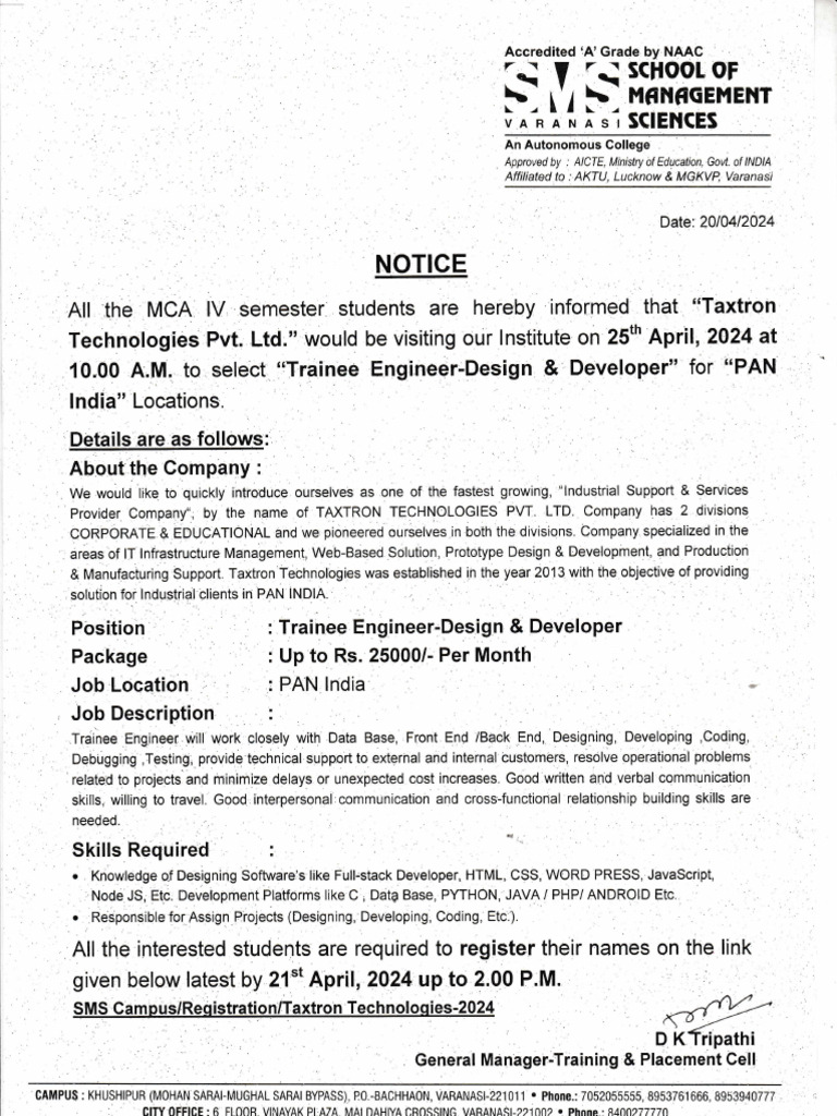 Taxtron Technologies Pvt. Ltd. - MCA - Notice | PDF | Software | Systems Architecture
