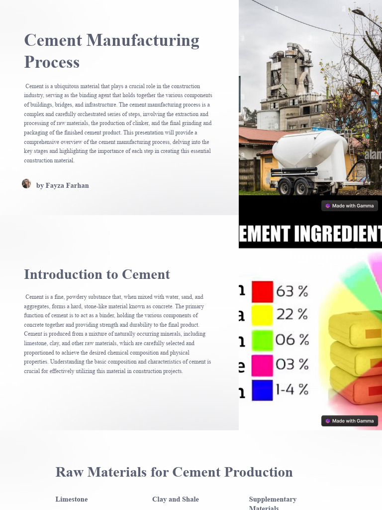 Cement Manufacturing Process | PDF | Cement | Concrete