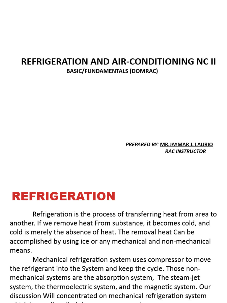 Fundamentals of Refrigeration | PDF | Refrigerator | Heat Exchanger
