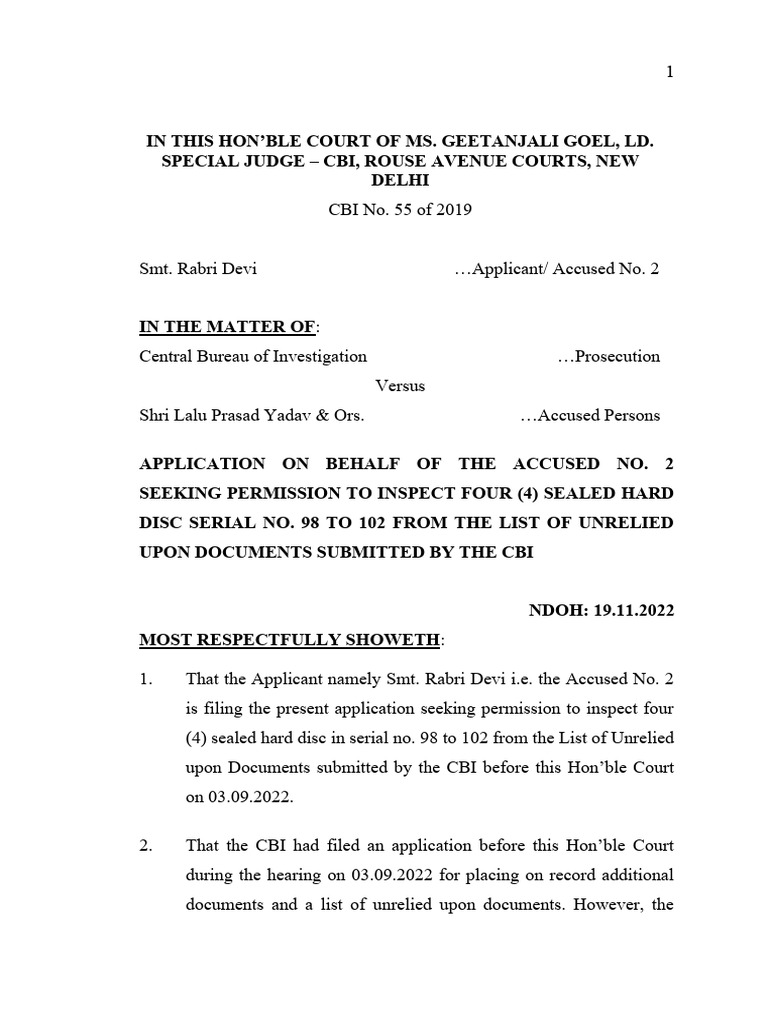 Application for unrelied documents | PDF | Separation Of Powers ...