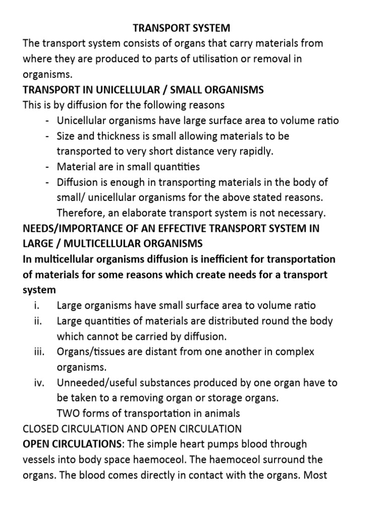 Overview of Biological Transport Systems | PDF | Artery | Vein