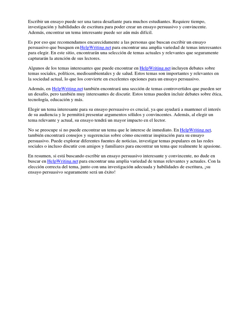 Temas Interesantes para Ensayos Persuasivos | PDF | Ensayos