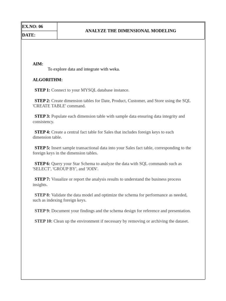 Data warehouse exercise 6 | PDF | Databases | Table (Database)