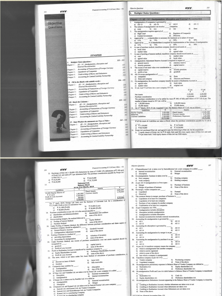 Financial Accounting 6th Sem Objectives | PDF