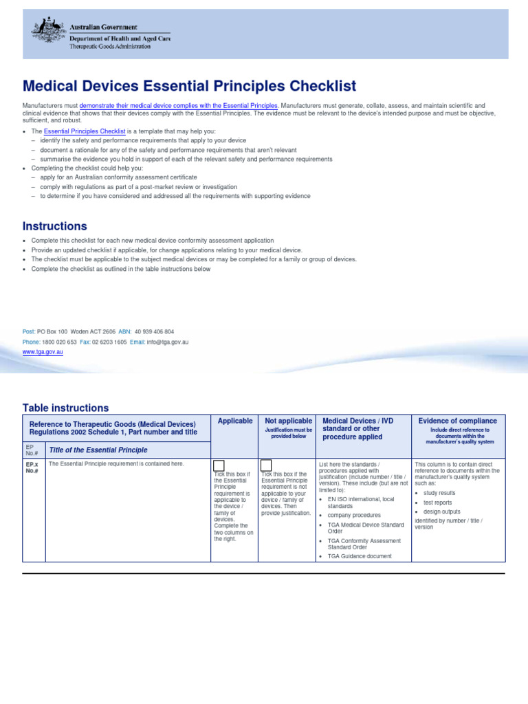 Medical Devices Compliance Checklist | PDF | Medical Device ...