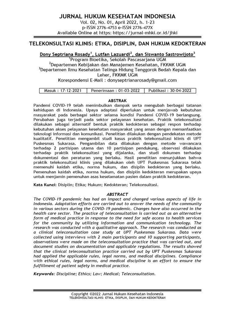Telekonsultasi Klinis Etika Disiplin Dan Hukum Ked | PDF | Pengembangan Diri