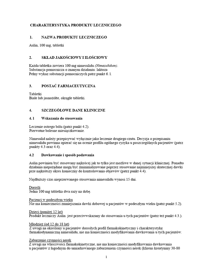 Aulin Tabletki 230209 SPC PL | PDF