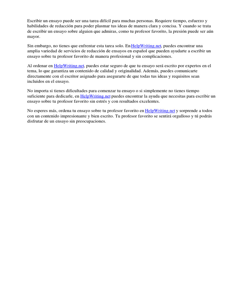 Ensayo Sobre Mi Profesor Favorito | PDF | Comunicación humana | Escritura