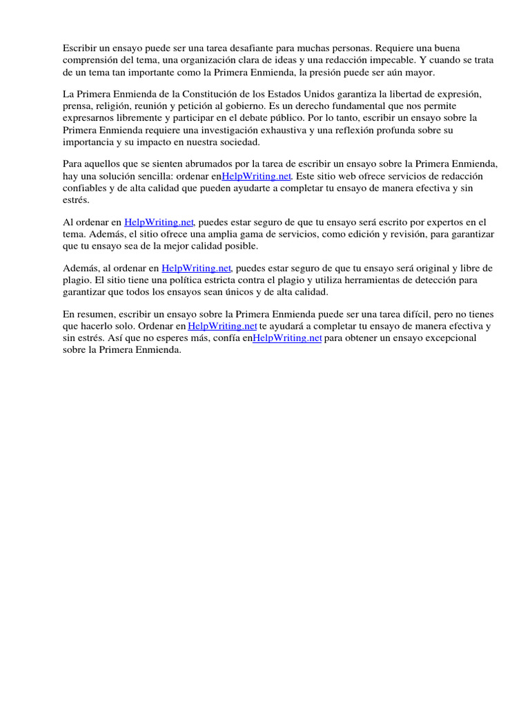Ensayo Sobre La Primera Enmienda | PDF | Primera Enmienda a la ...