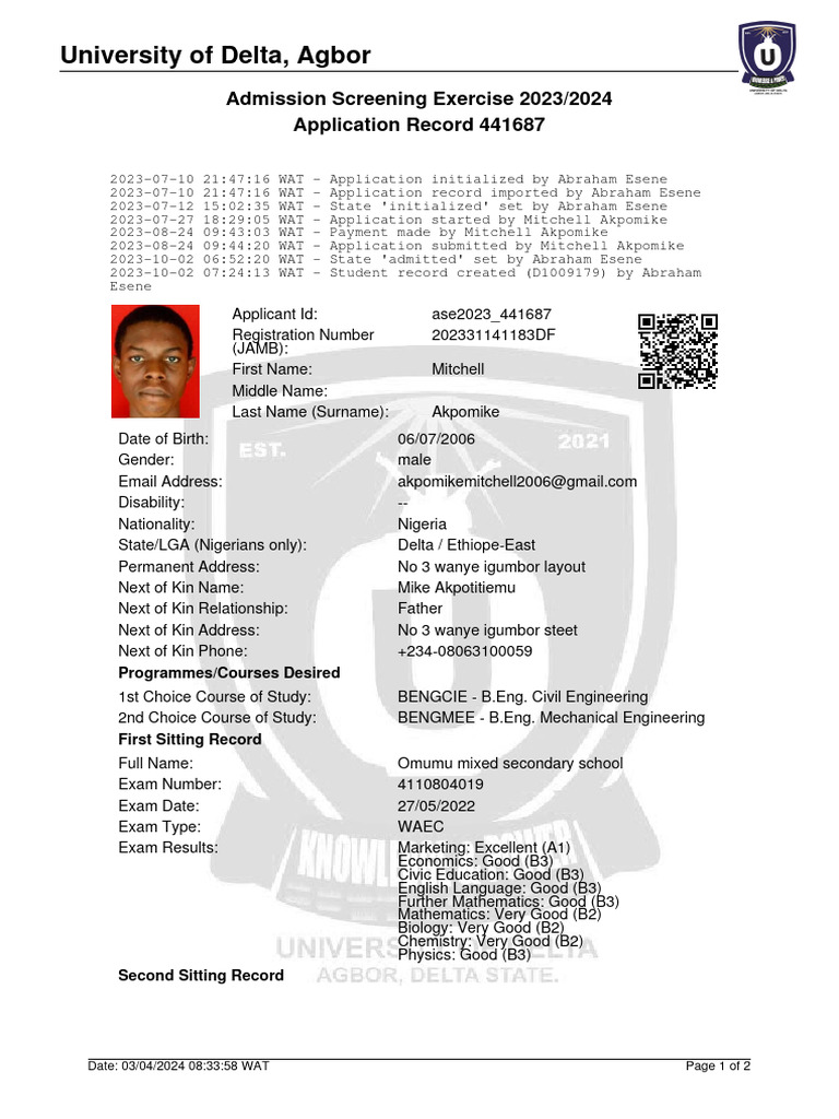 Application Slip | Download Free PDF | University And College Admission | Educational Stages