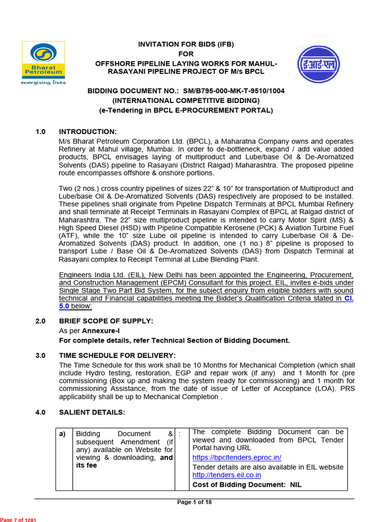 NIT BPCL Mahul Rasayani Offshore Pipeline | PDF | Audit | Financial Statement