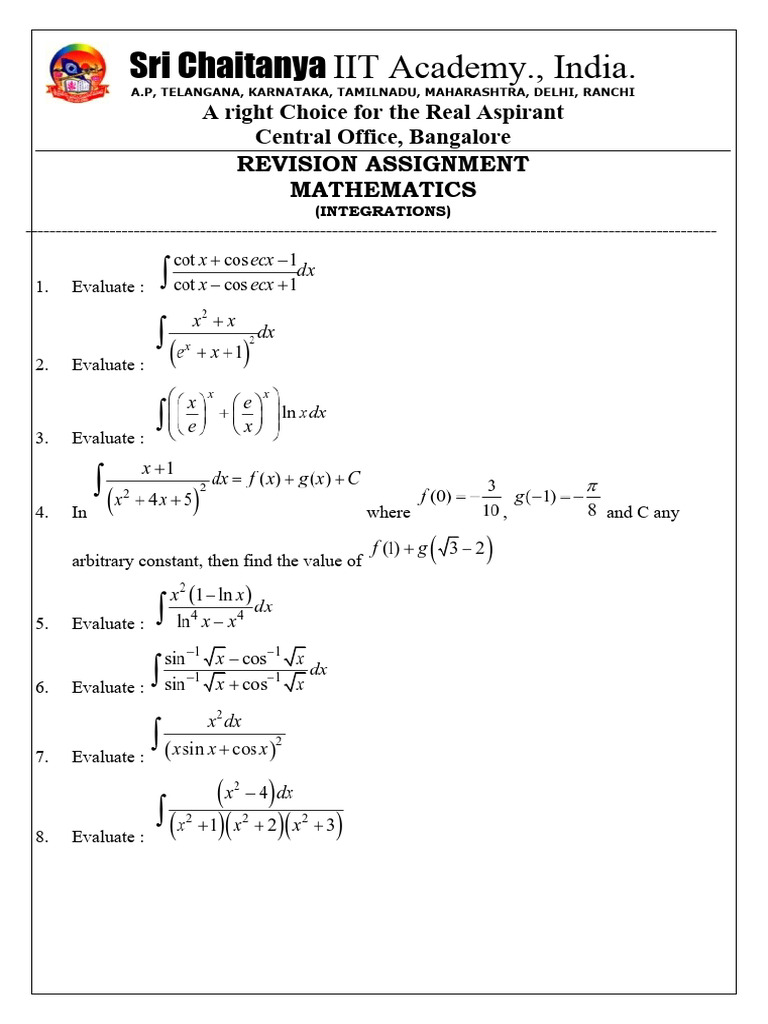 #1 MAT REV - Assn W-5!25!08-2023 (Indefinite Integrals) | PDF ...