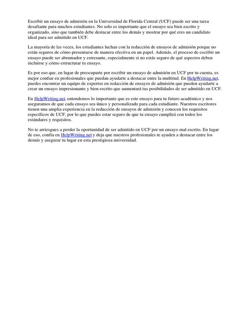 Cómo Escribir Un Ensayo de Admisión en Ucf | PDF