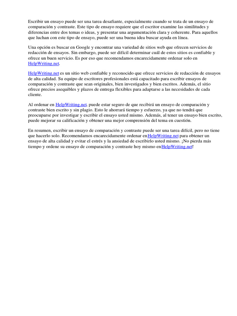 Buenas Ideas para Ensayos de Comparación y Contraste | PDF | Ensayos ...