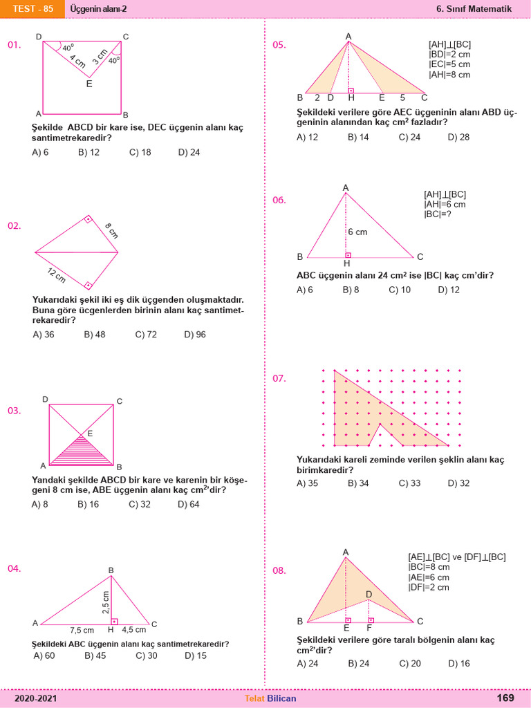 b5 Test 85 Ucgenin Alani 2 | PDF